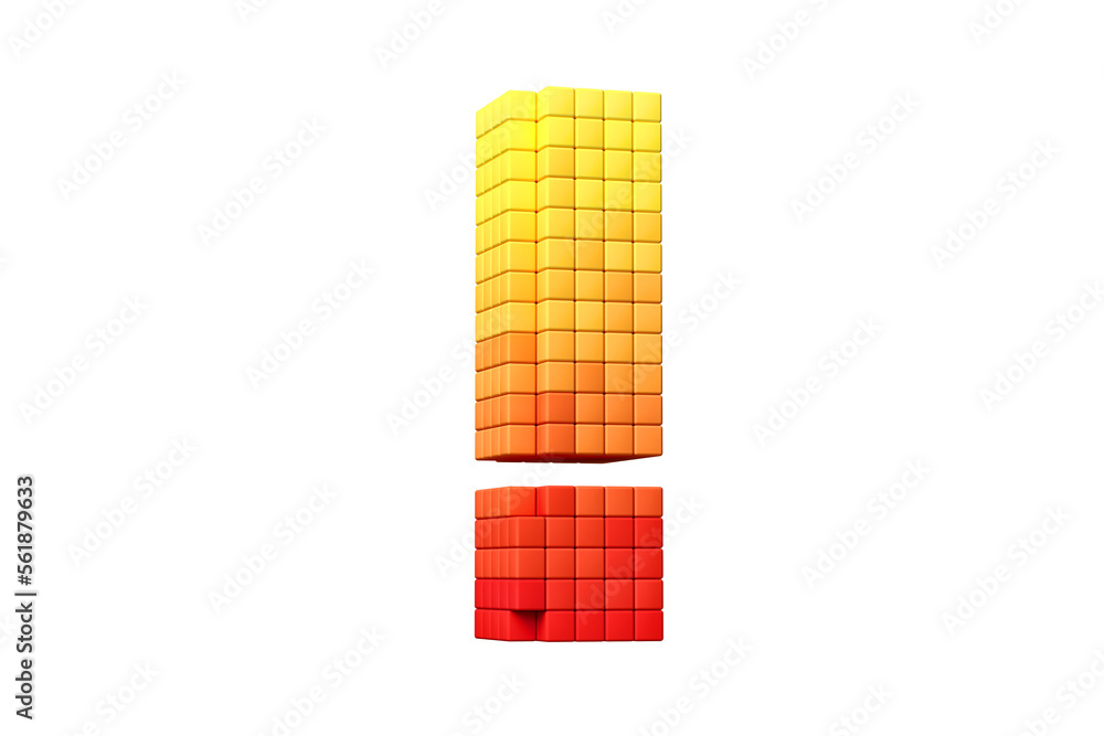 Pixel art style exclamation point in yellow and orange. High definition ...