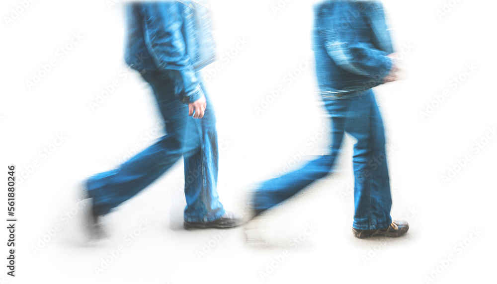 men dressed denim jeans suits at blurry motion, long exposure Stock ...