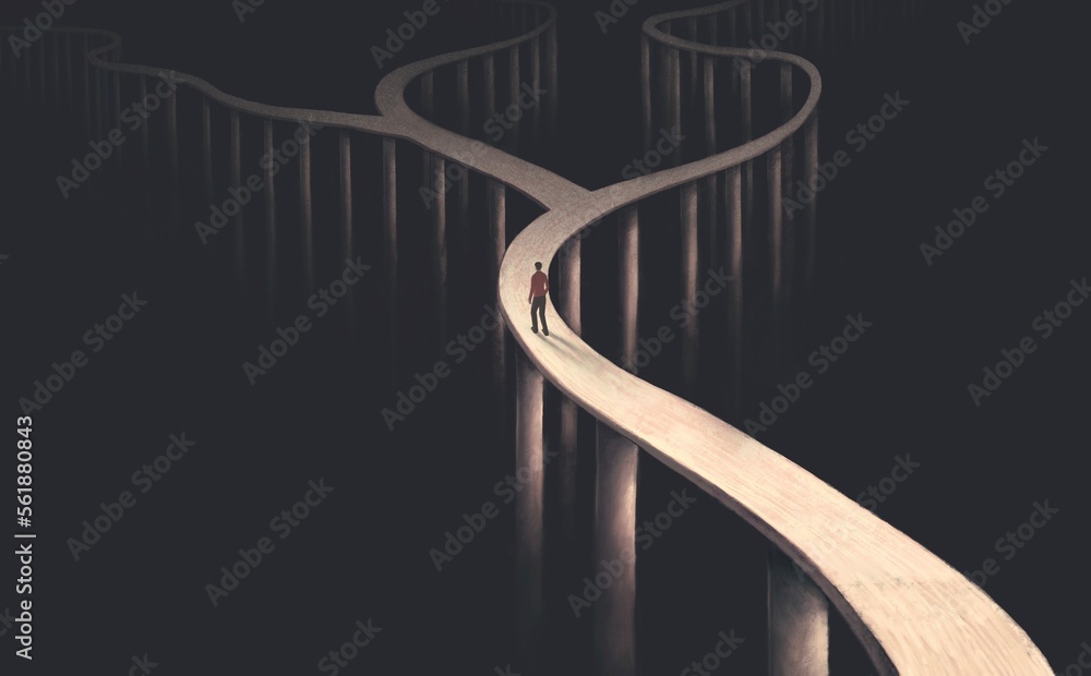 Concept art of choice, success loneliness, lost, way and mystery ...