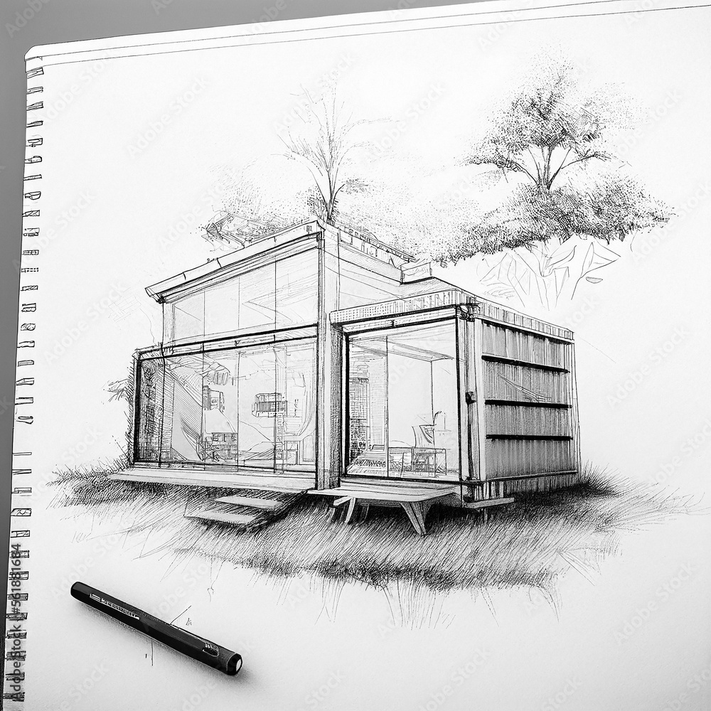 Shipping Container Home Design - Generative Ai Stock Illustration ...