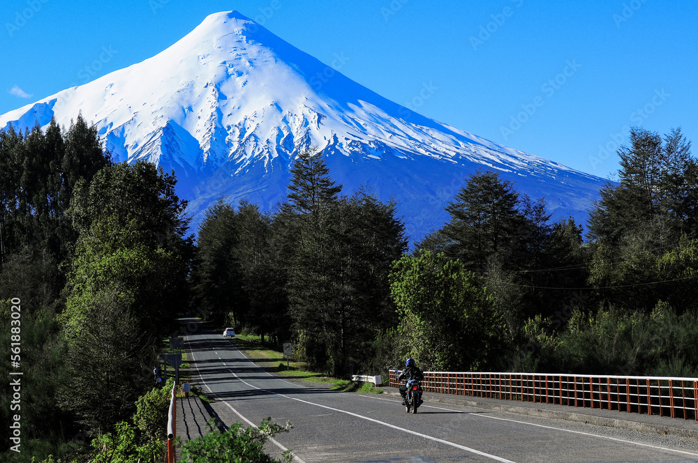 volcanes de chile, volcan sureño, montaña, paisaje, nieve, cielo ...