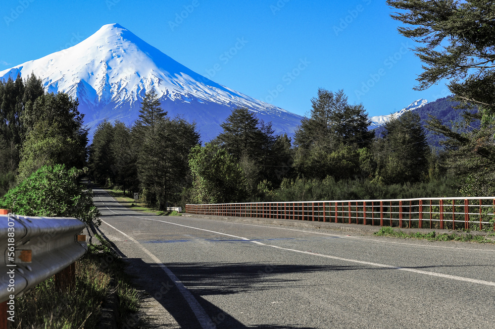 volcanes de chile, volcan sureño, montaña, paisaje, nieve, cielo ...