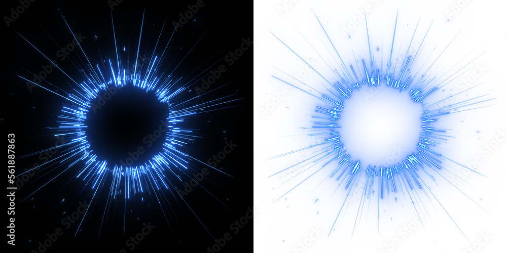 Circular ring , electric blue light effects, streaks and flares of ...