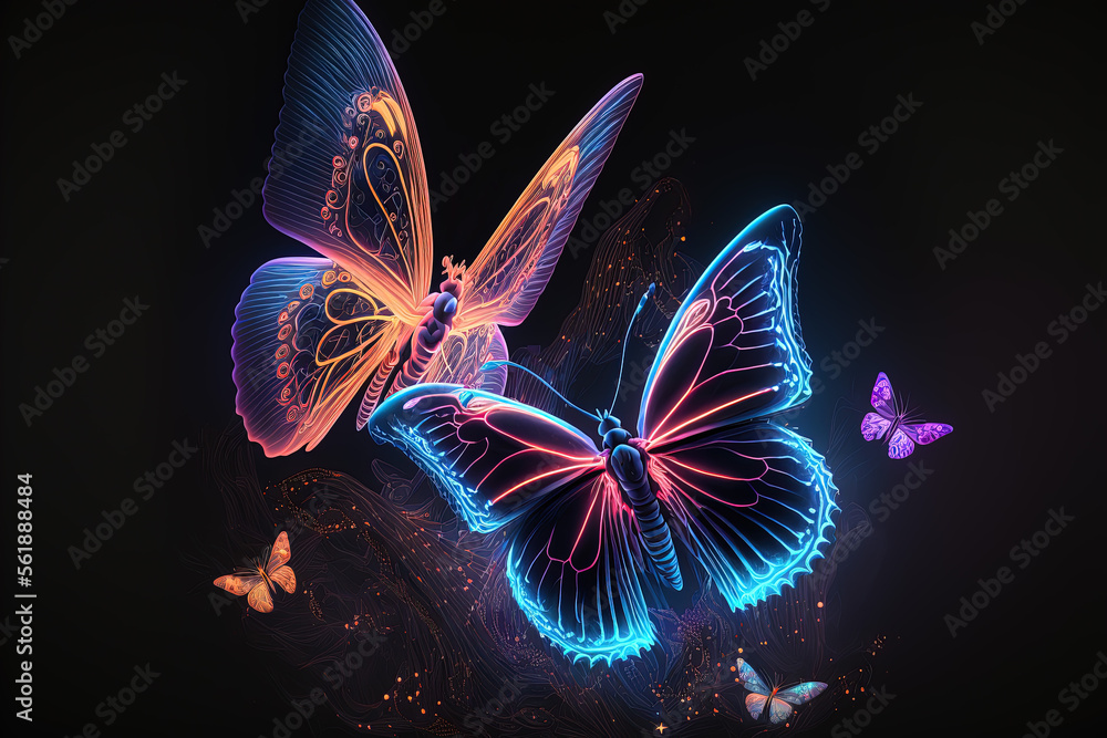 Neon Butterfly Backgrounds