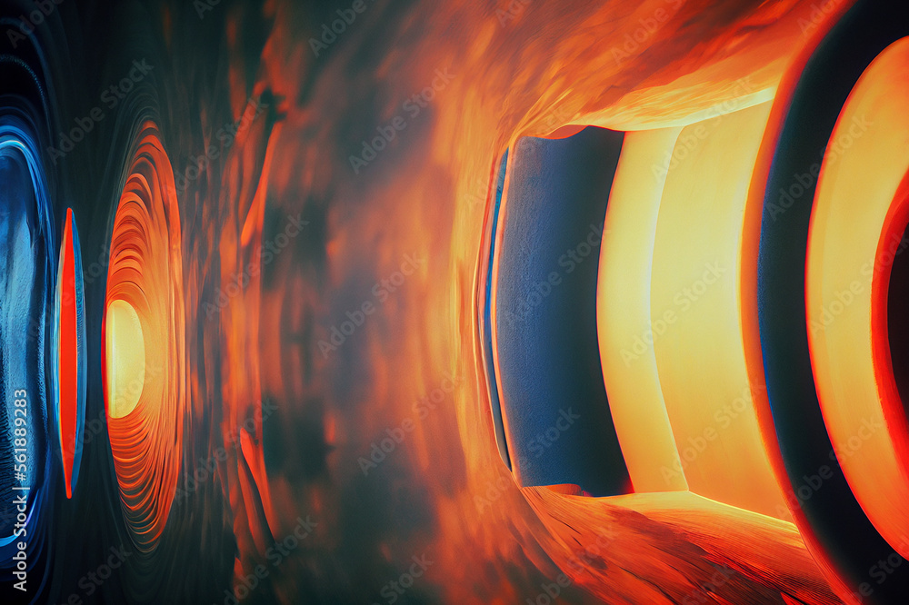 Abstract composition of various shapes resembling space objects ...