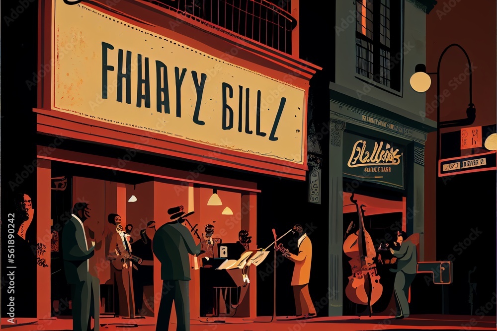 An illustration of a vintage jazz club. Generative AI Stock ...
