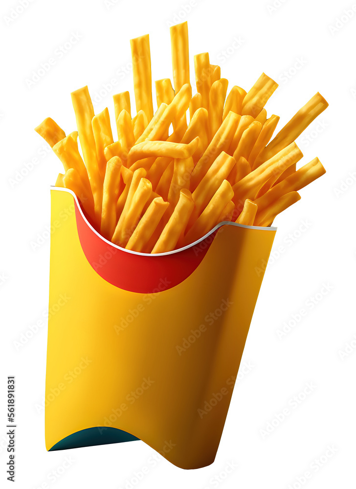 Tasty Potato French fries in a paper pack mockup PNG on transparent ...