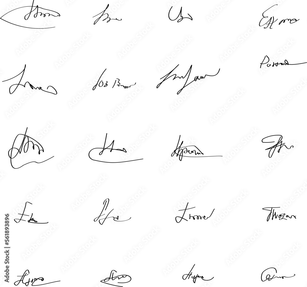 Vector signature. Autograph hand drawn. Scrawl signature. Handwritten ...