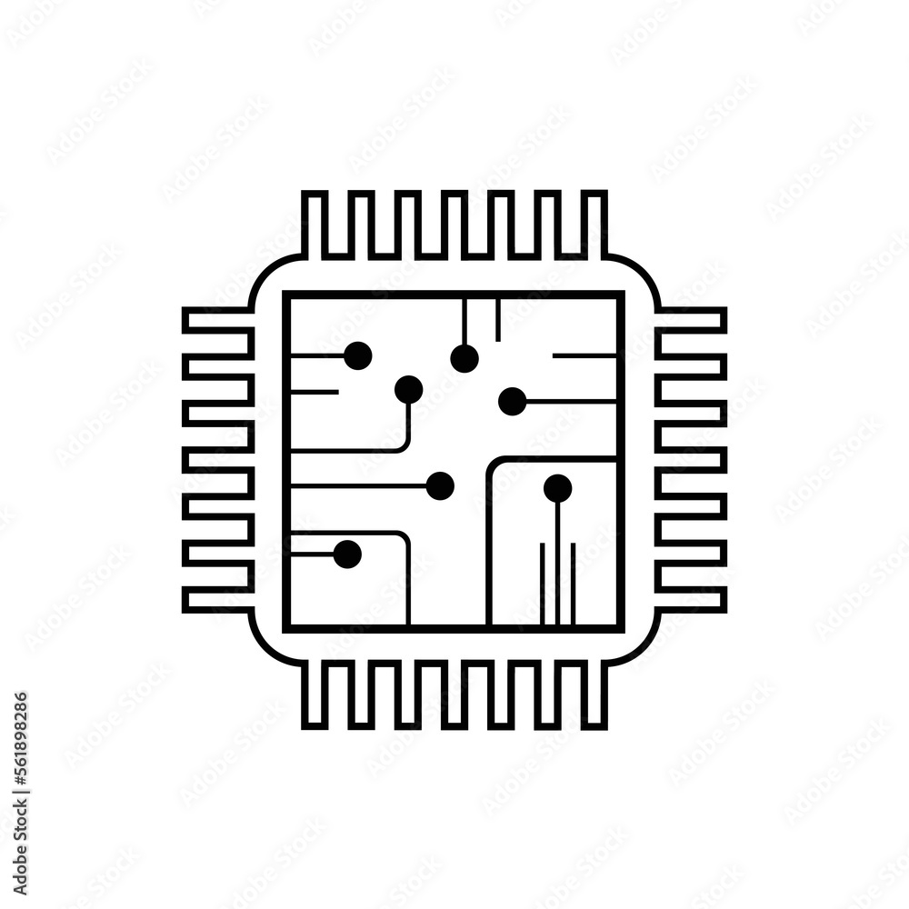 Vetor de Vector Outline Computer Microchip Vector Design Element ...