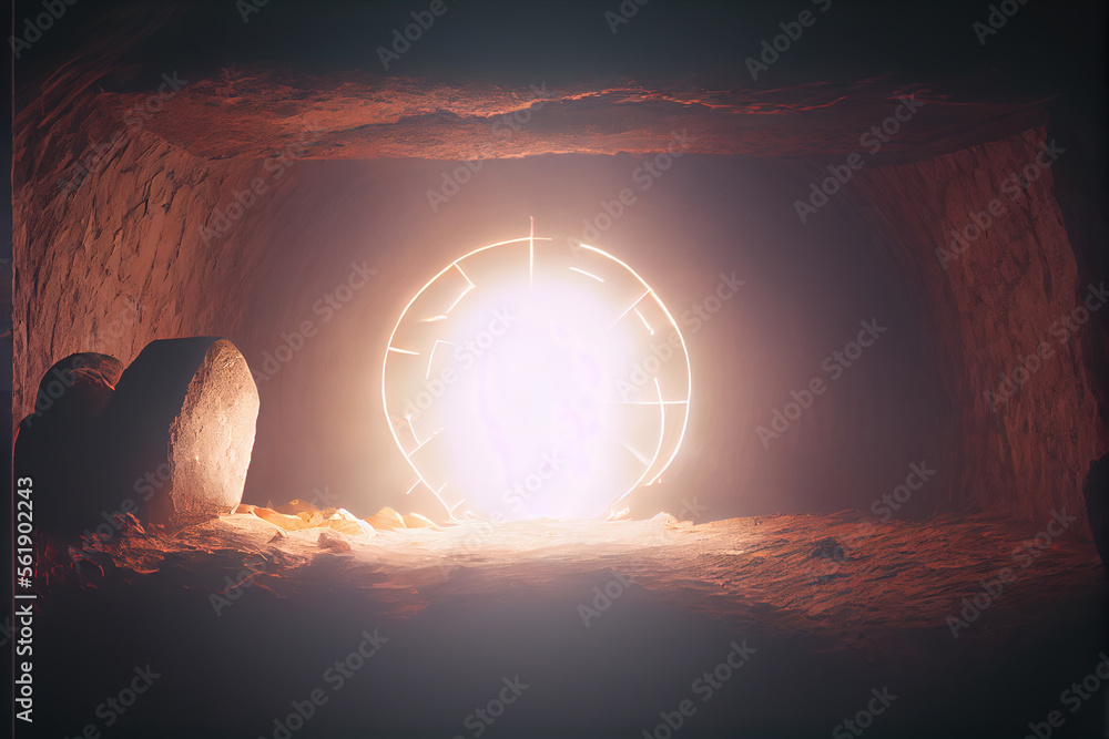 Christian Easter concept. Jesus Christ resurrection. Empty tomb of ...