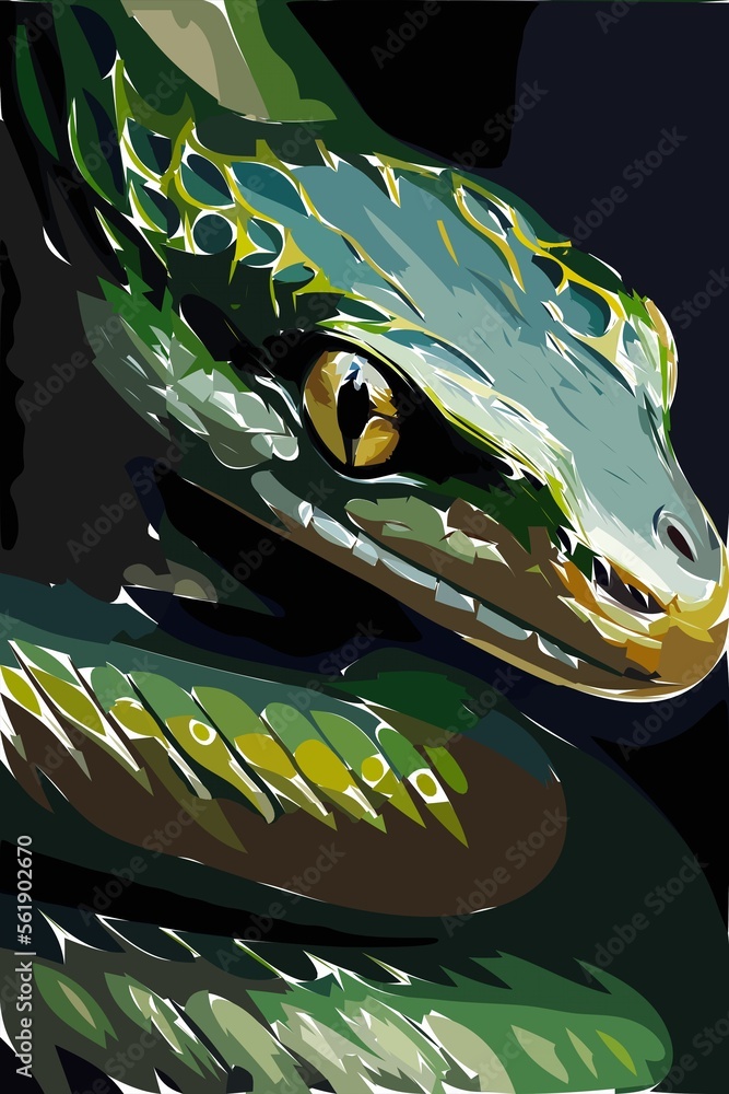 green snakes envy lizards Abstract Digital Illustrations Painting ...