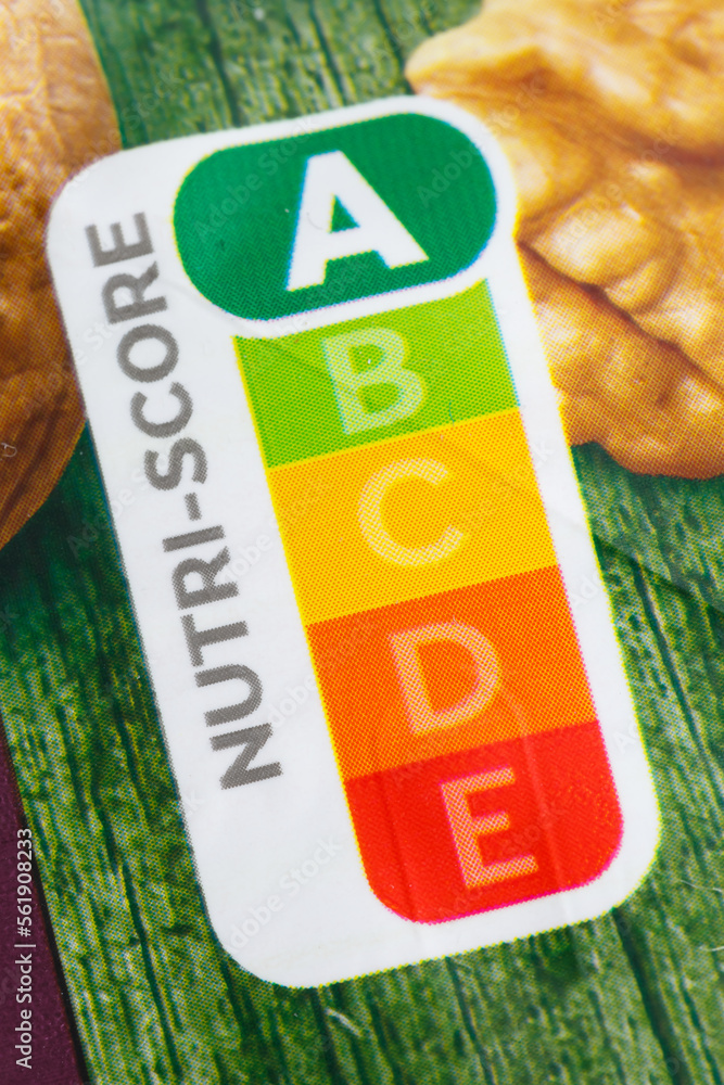 Nutri Score nutrition label symbol healthy eating for food portrait ...
