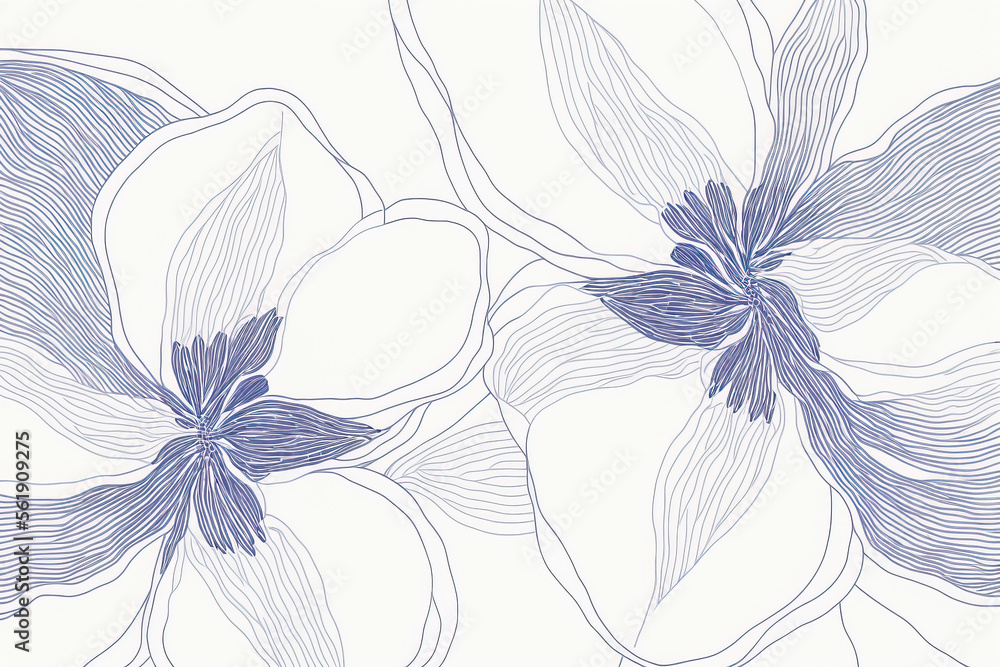 Popular floral designer pattern on a white background. Fine line art of ...