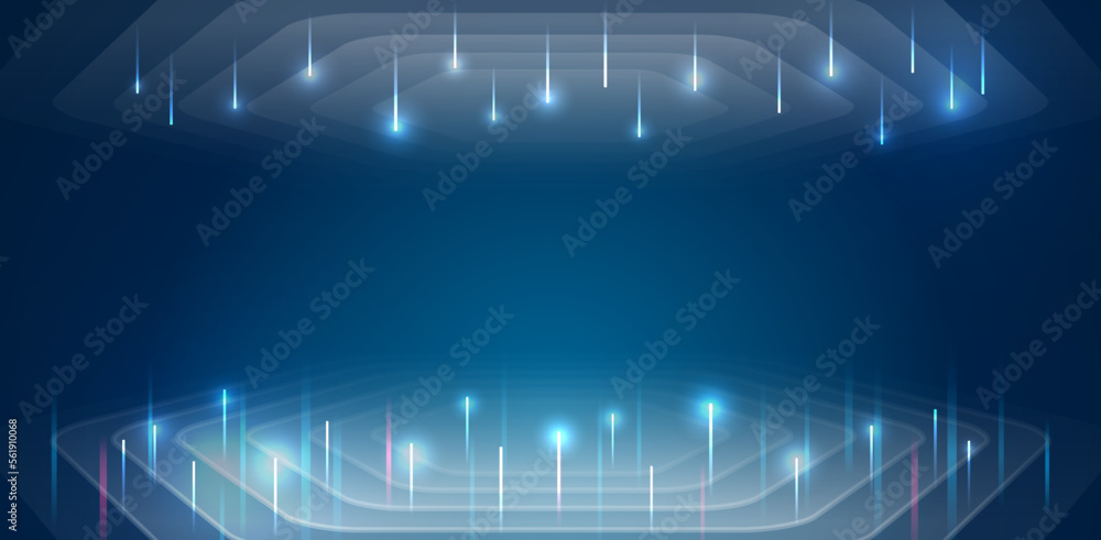 Perspective geometric background with hexagonal and high-tech elements for presentation or ...