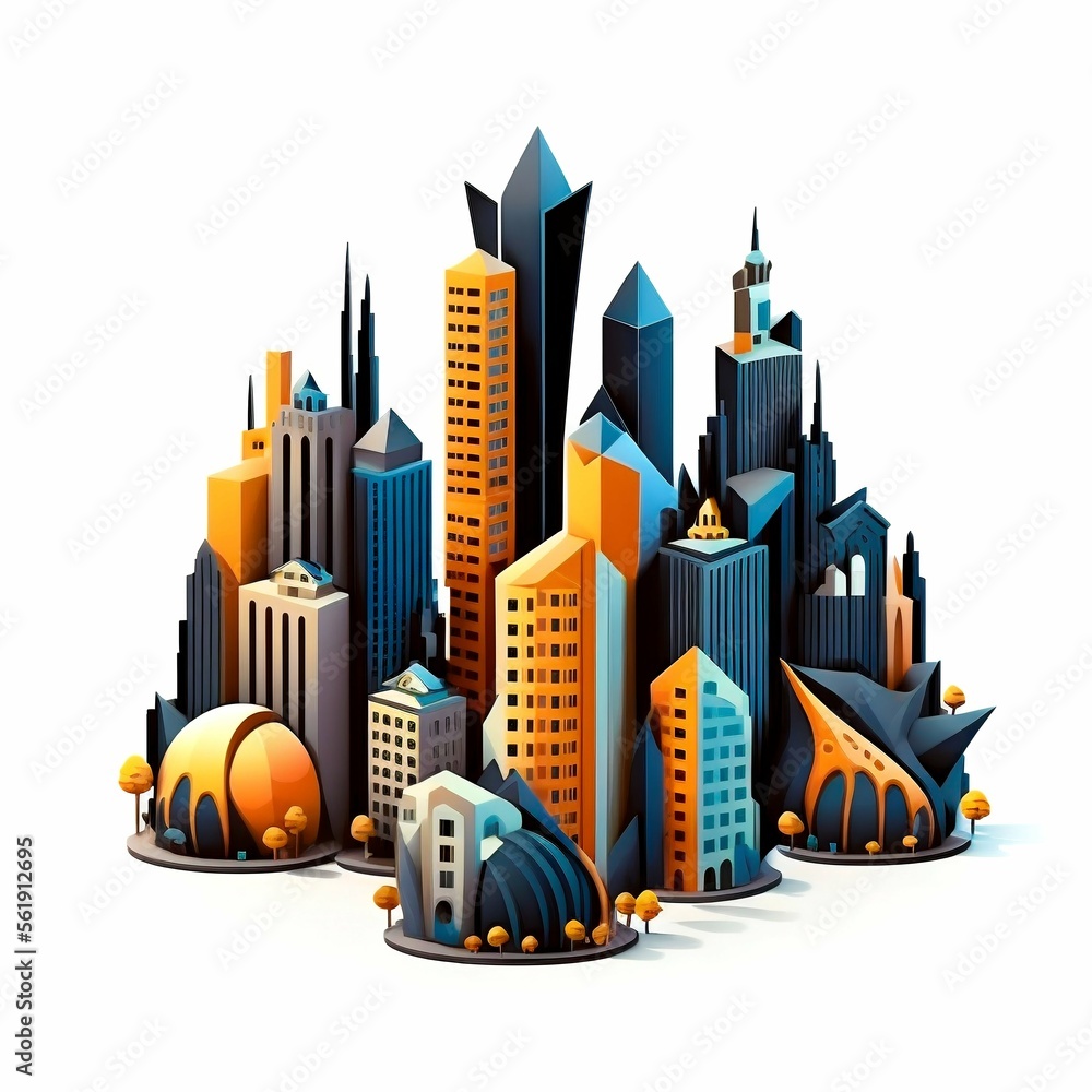 Cartoon smart city metropolice isolated on white background Stock ...