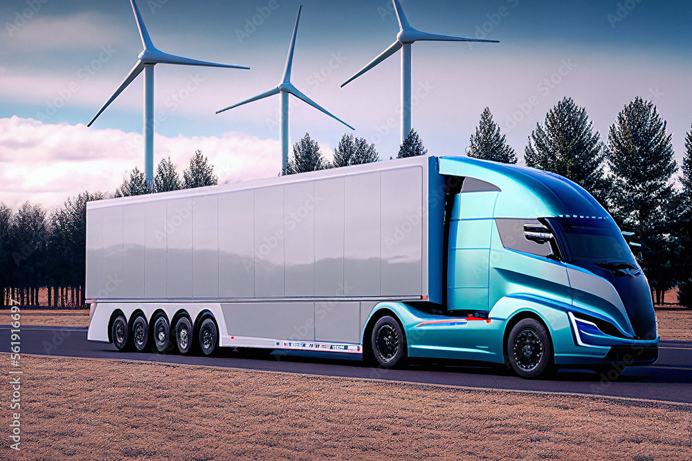 Green Energy Cabover Lorry - Generative Ai Stock Illustration | Adobe Stock