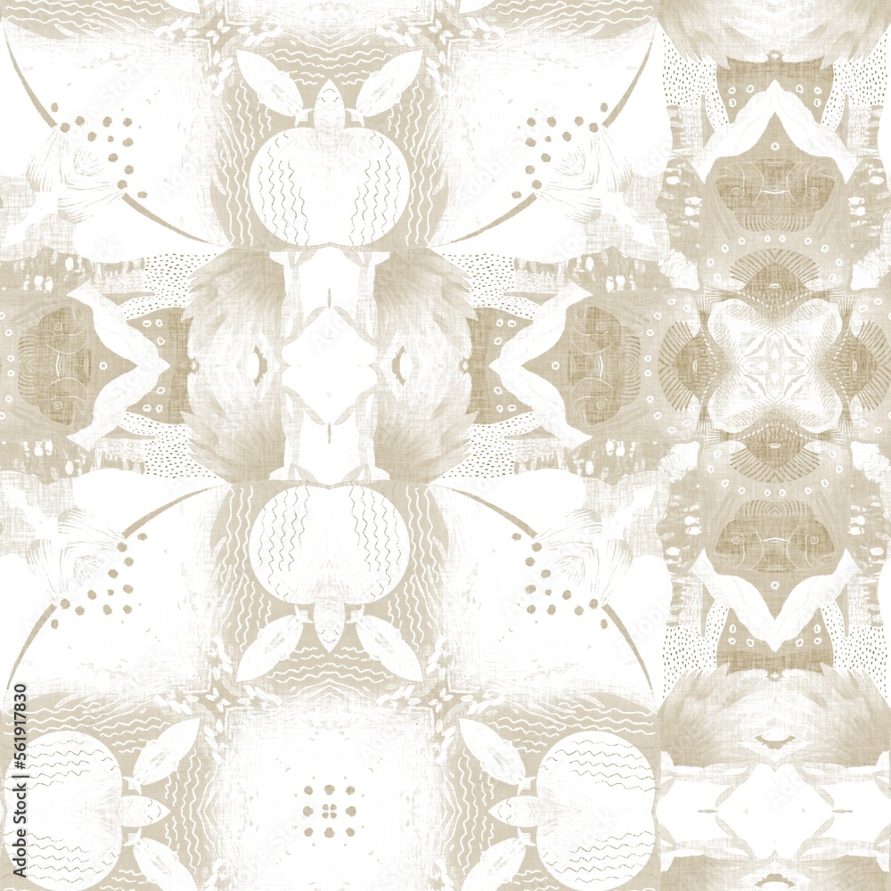 Ecru natural linen effect patterned coastal geo background. Seamless ...