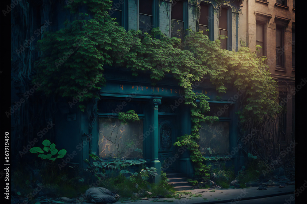 Abandoned New York City in the future. Empty roads and a dystopian ...