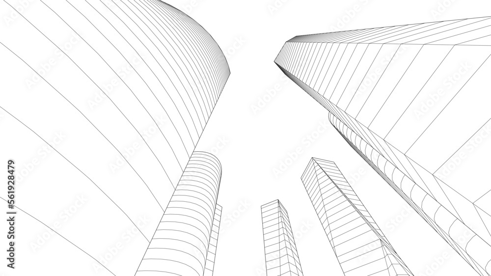 Linear architectural drawing vector illustration Stock Vector | Adobe Stock