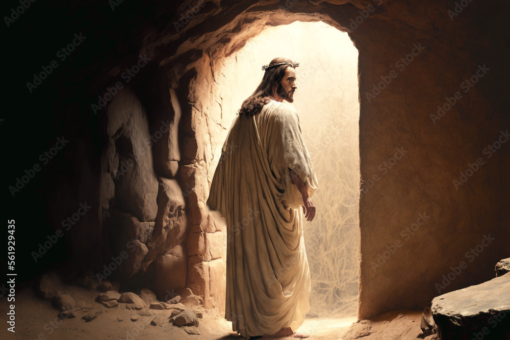 Empty tomb, resurrections of Jesus Christ. Easter themed image. Stock ...
