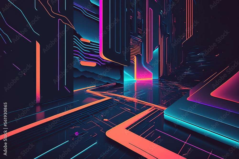 Fototapeta Abstract background with interlaced digital glitch and ...