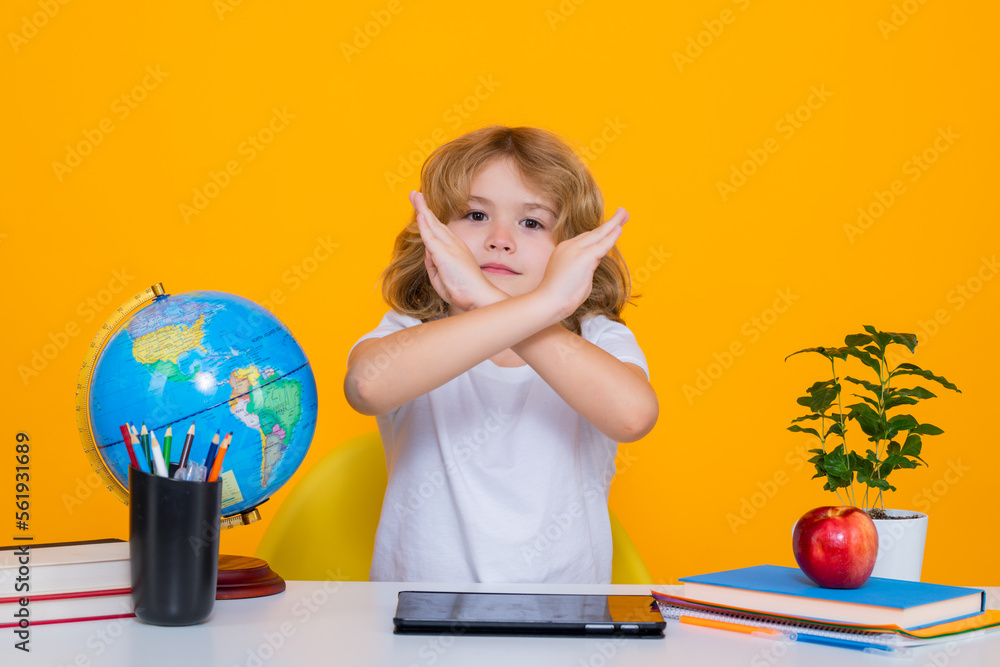 Stop bullying. Sad and angry pupil. School child student learning in ...