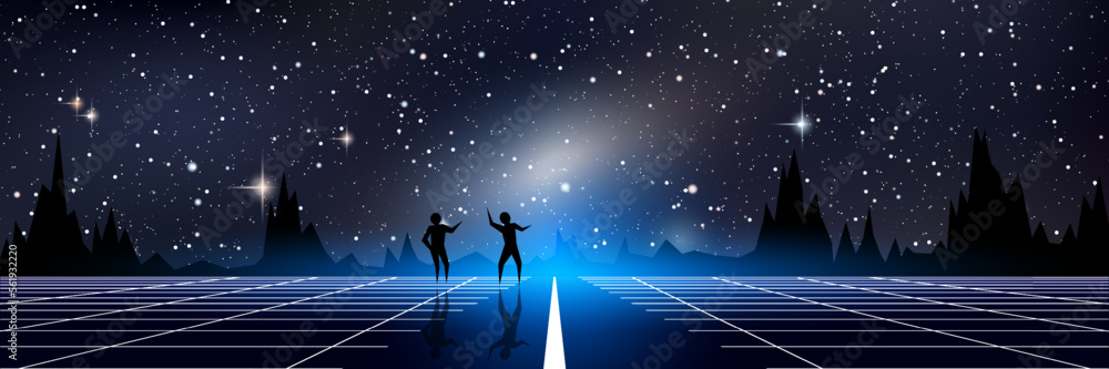 Fantastic world, deep space alien planet vector concept illustration ...