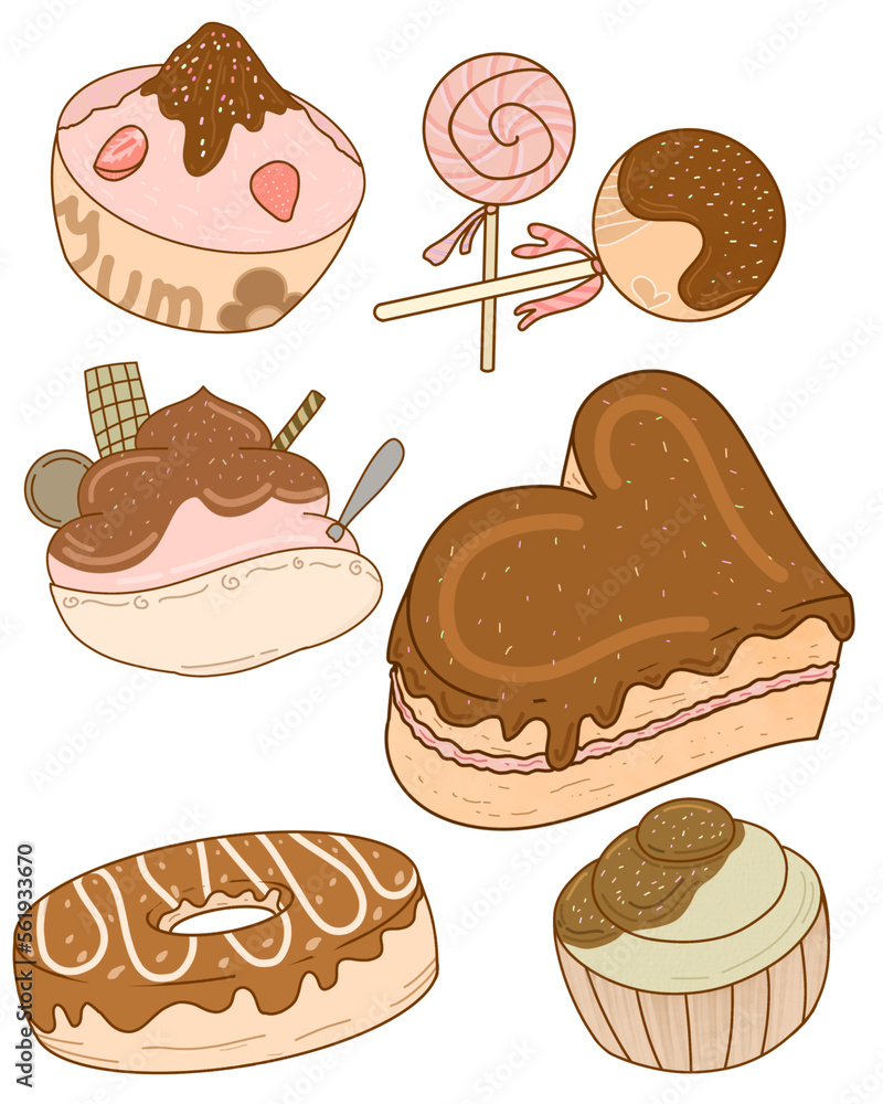 Chocolate Dessert Transparent PNG Sticker Sheet Printable Stock ...