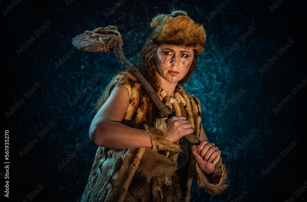 Primitive people divide meat production among themselves Stock Photo ...