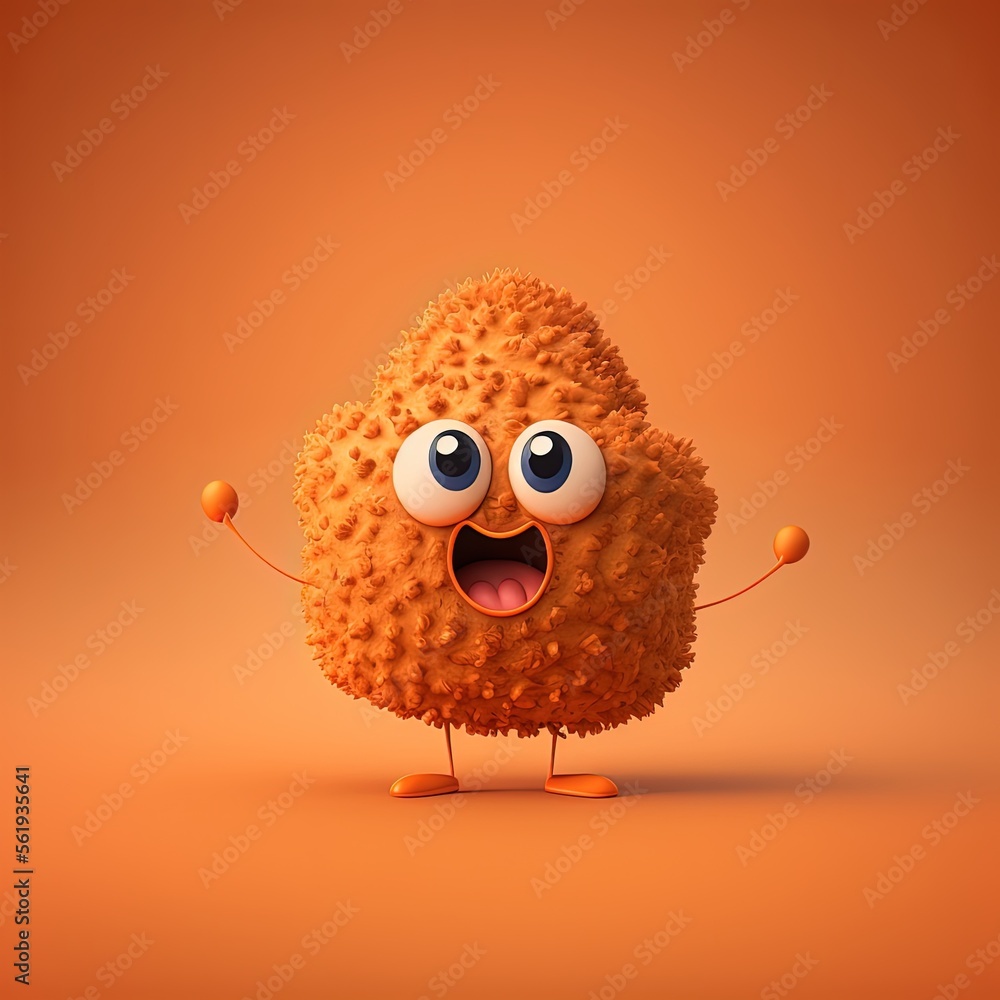 Cute Cartoon Chicken Nugget Character (Generative AI) Stock ...