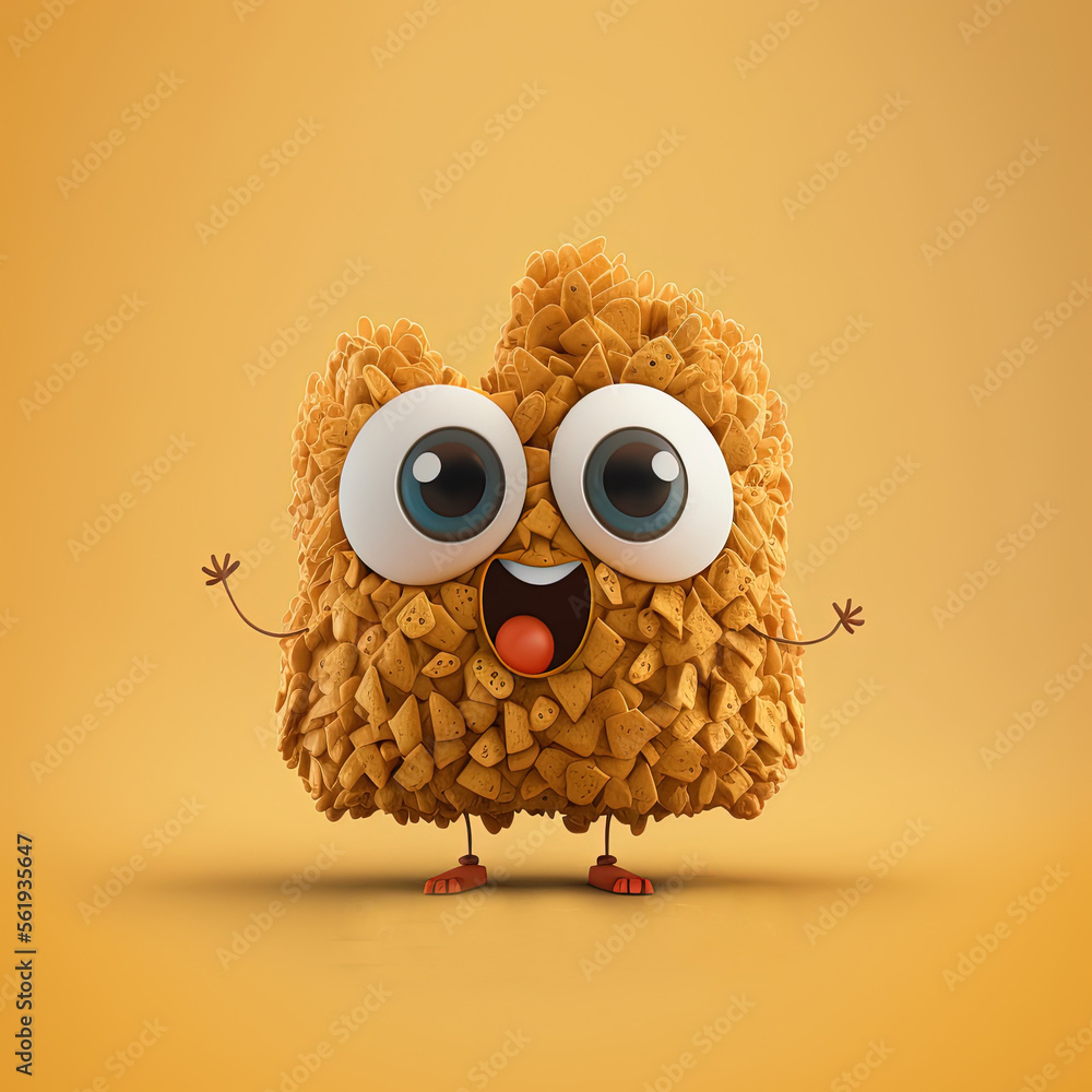 Cute Cartoon Chicken Nugget Character (Generative AI) Stock Illustration | Adobe Stock