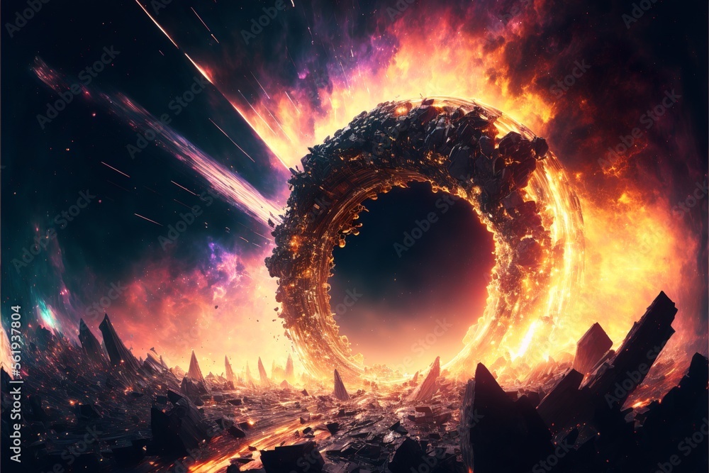 Ultimately gigantic megastructure around a collapsing black hole close ...