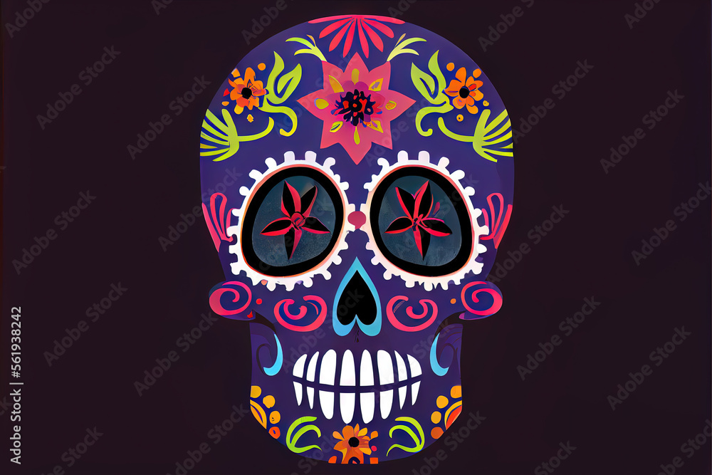 Generative AI Sugar Skull (Calavera) to celebrate Mexico's Day of the ...