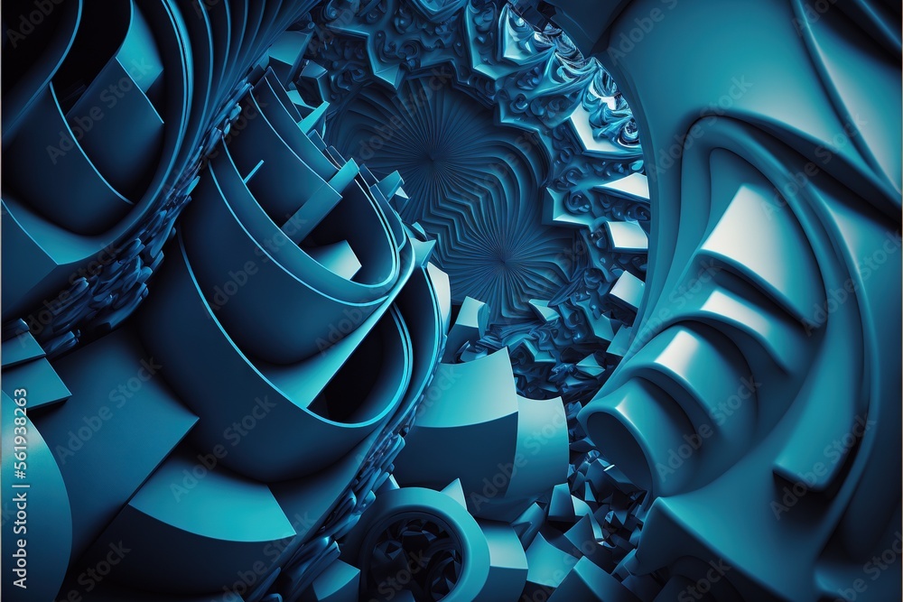 a computer generated image of a blue and black object with a spiral ...