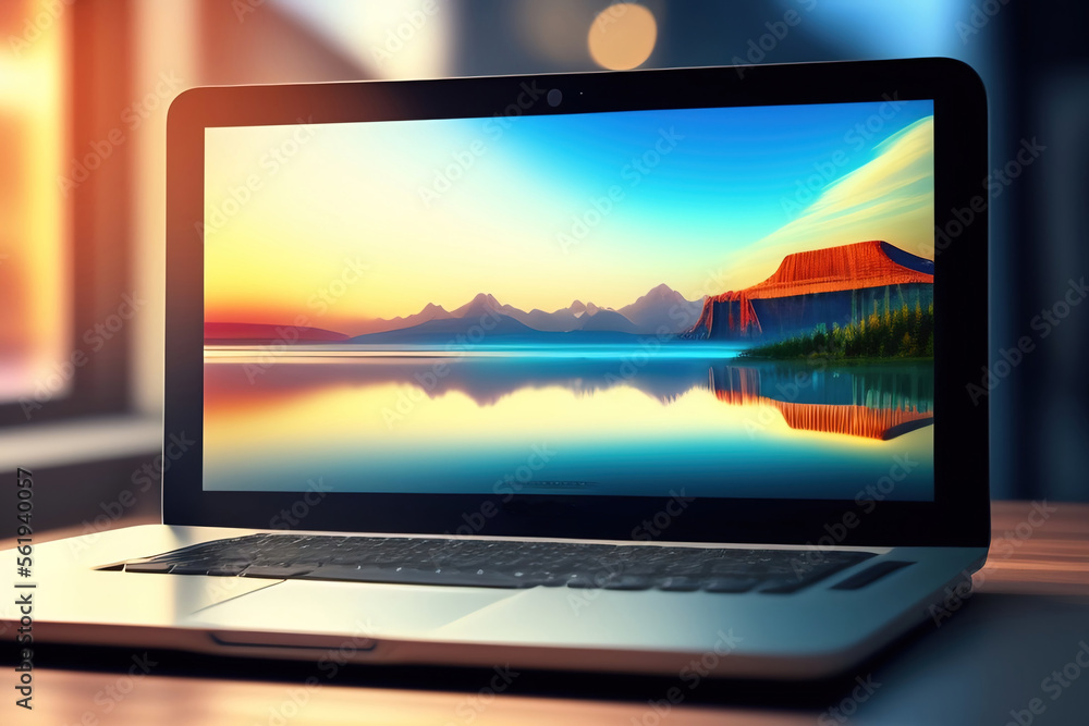 Generative AI: setup with computer monitor and mouse gamer Stock ...