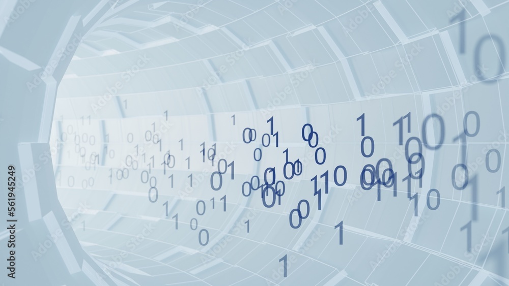 software 3d illustration, binary numbers that can represent optical ...