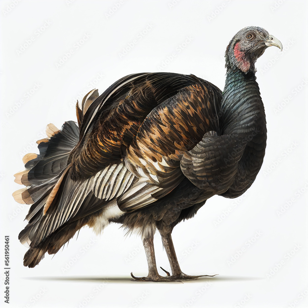 Eastern Turkey (Wild Turkey) full body image with white background ...
