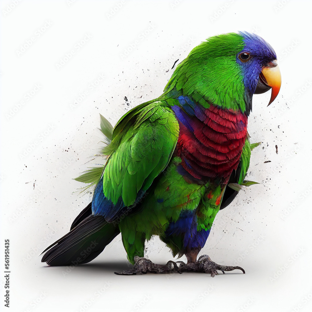 Eclectus Parrot full body image with white background ultra realistic ...