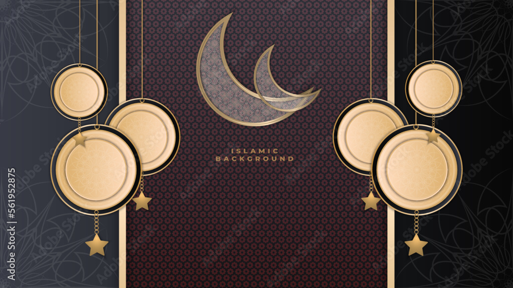 Abstract Ramadan Kareem background with black and gold color gradient ...