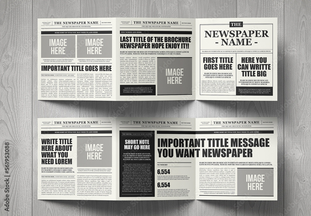 Newspaper Brochure Trifold Stock Template | Adobe Stock