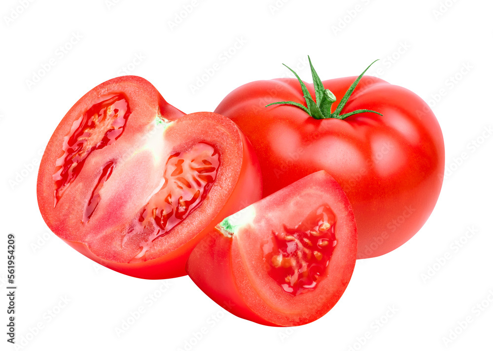 Tomato vegetables isolated on white or transparent background. One ...