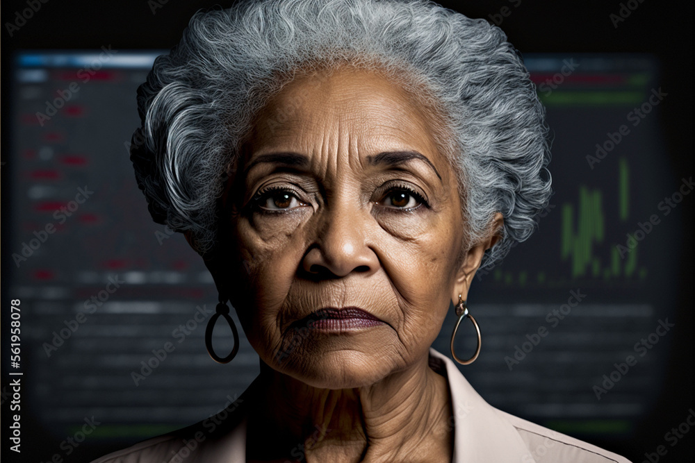 Senior business woman, female investment banker at workplace. Portrait ...