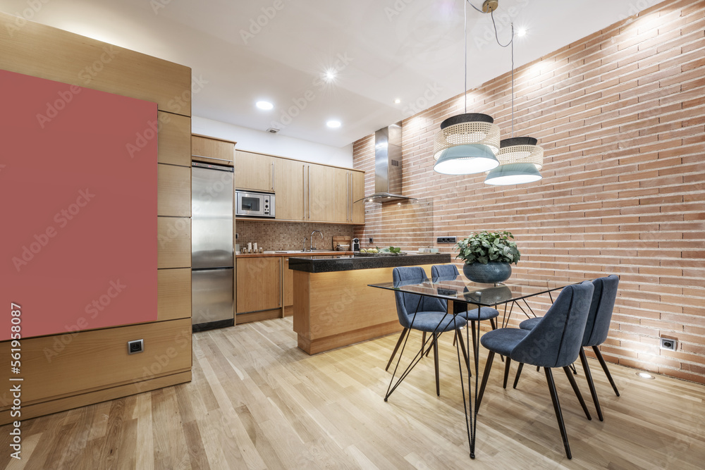 Studio apartment with open kitchen with polished black granite ...