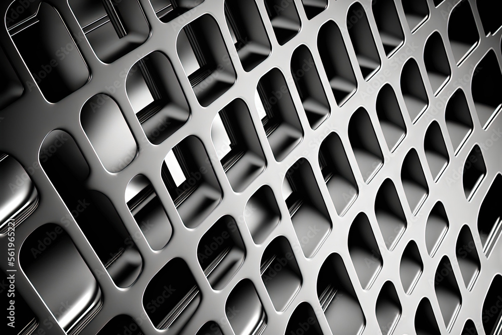 Detailed image of a modern metal grid structure. Modern industry ...