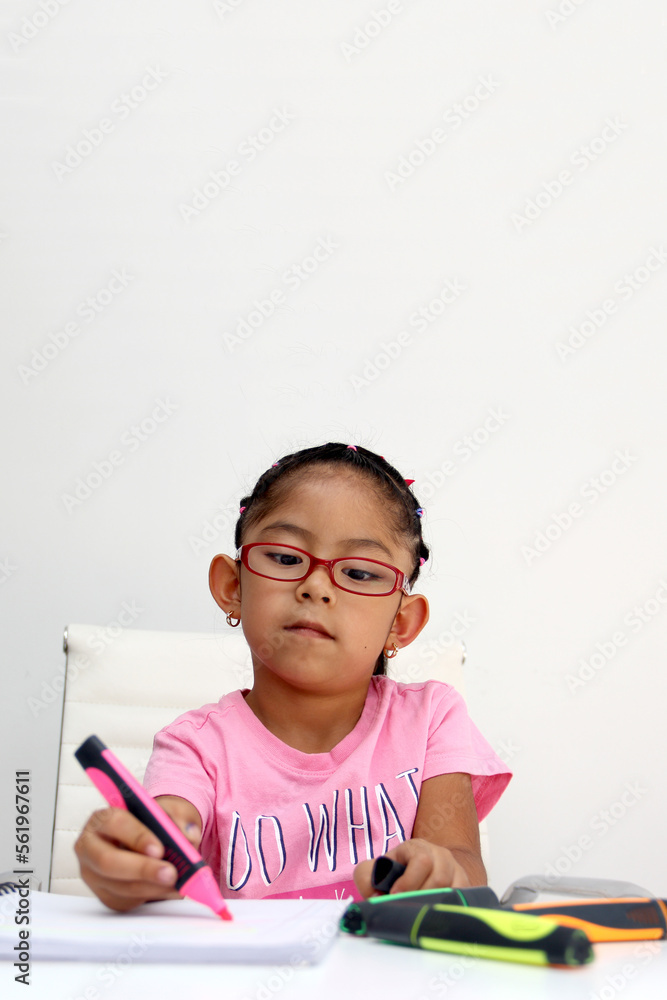 4-year-old brunette Latina girl with autism spectrum disorder ASD like ...