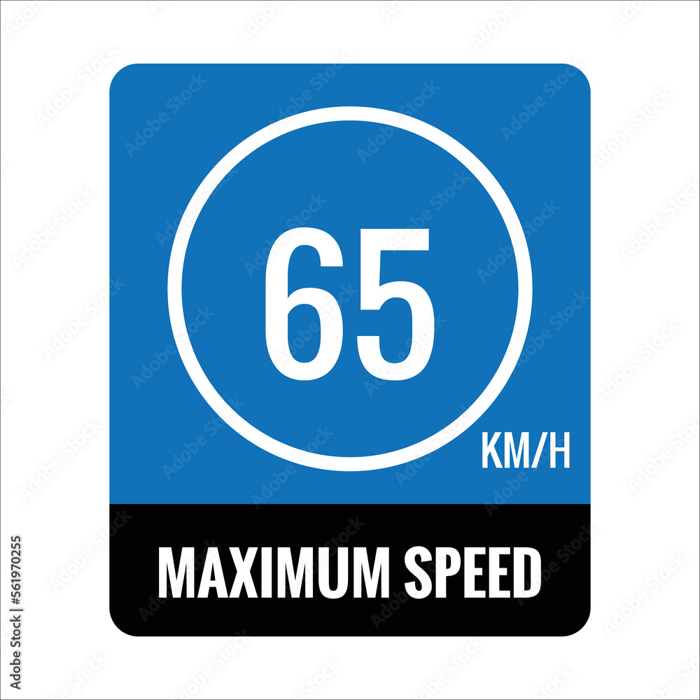 sign 65 kmh Isolated Road Maximum Speed limit sign icon on white ...