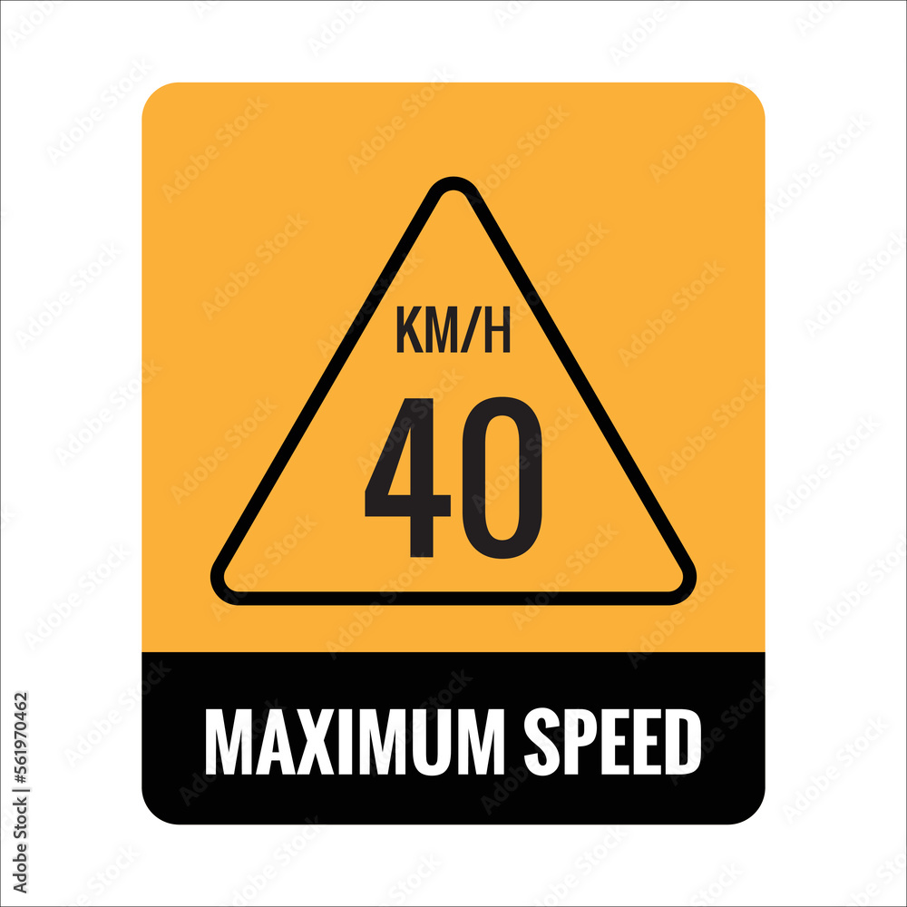 40 kmh Isolated Road Maximum Speed limit sign icon on white background ...