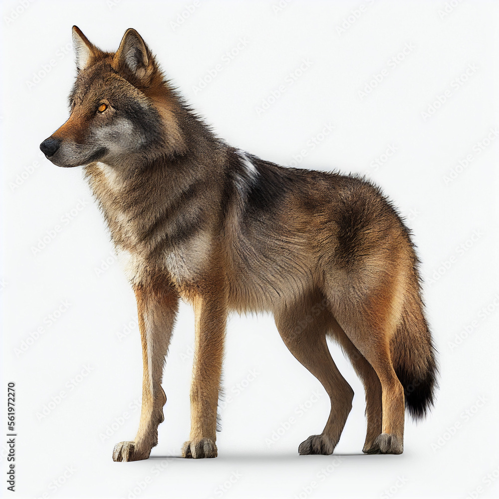 ภาพประกอบสต็อก Eurasian Wolf full body image with white background ...