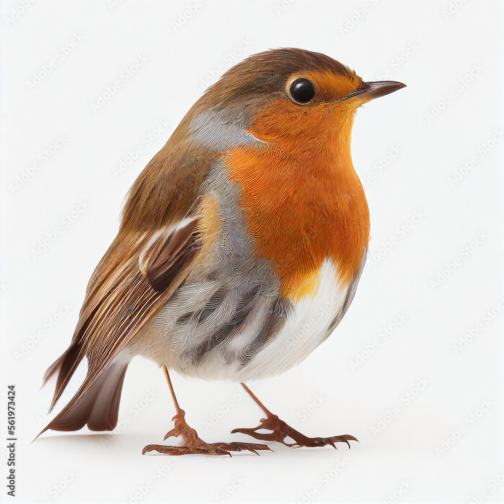 European Robin full body image with white background ultra Stock ...