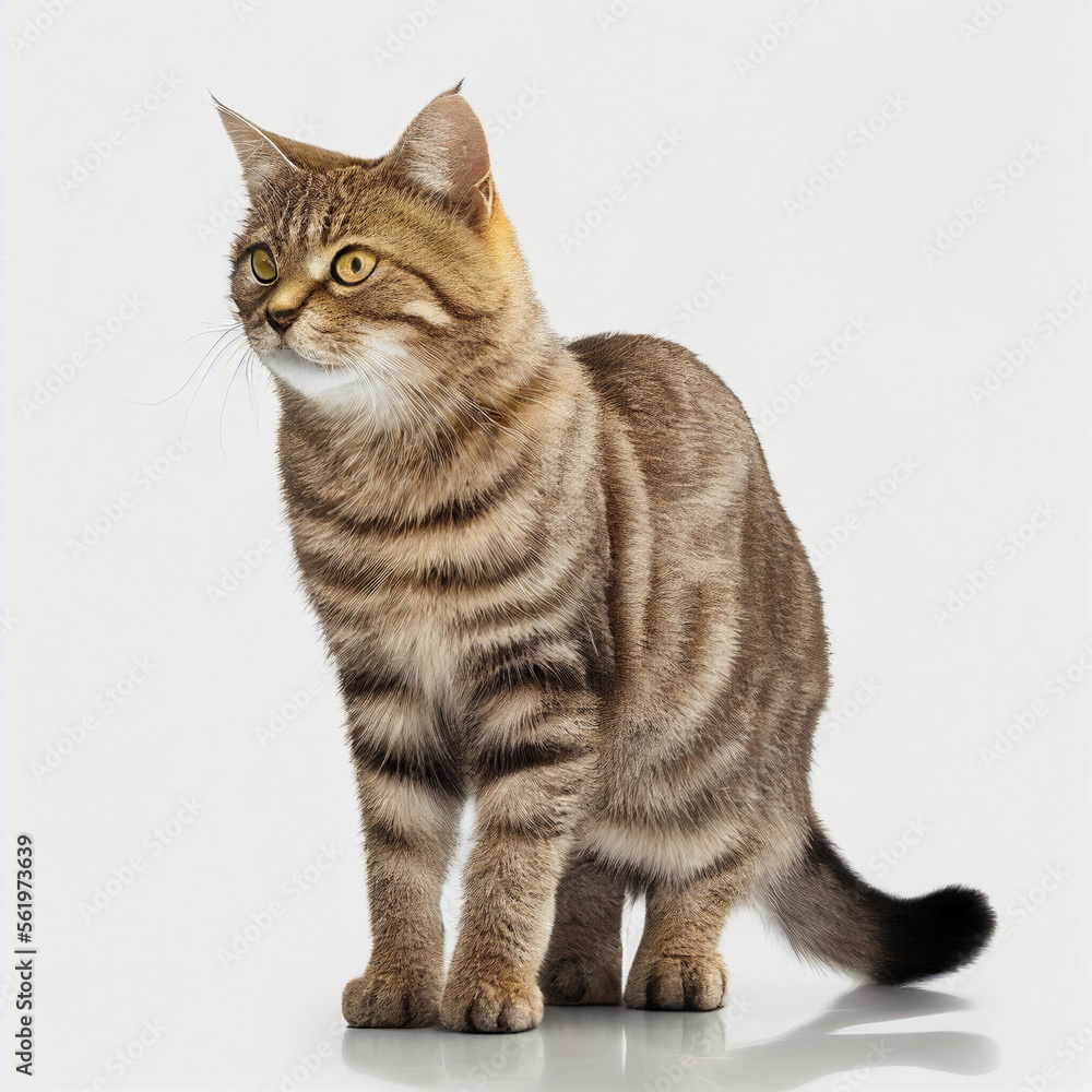 European Wildcat full body image with white background ultra ...